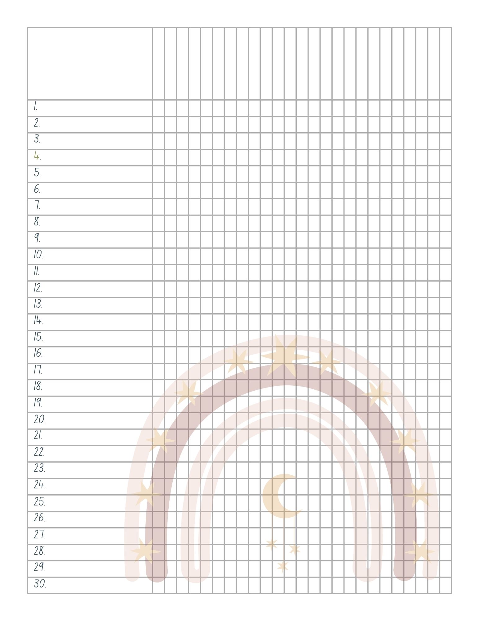 Boho Rainbow Attendance List – ImperfectlyPatricia